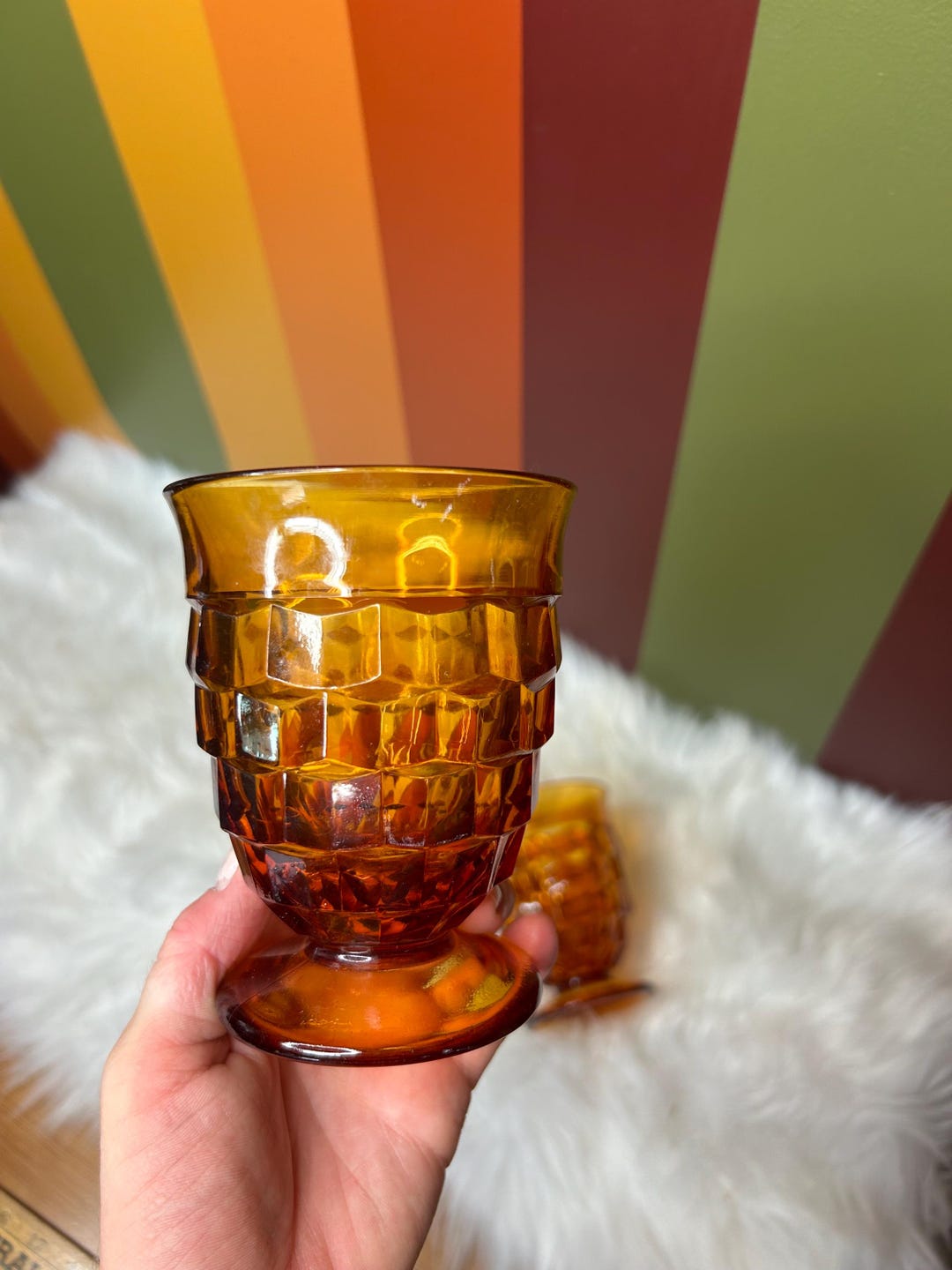 Indiana Amber Yellow Glass Whitehall Tall Drinking Water Glasses - Etsy