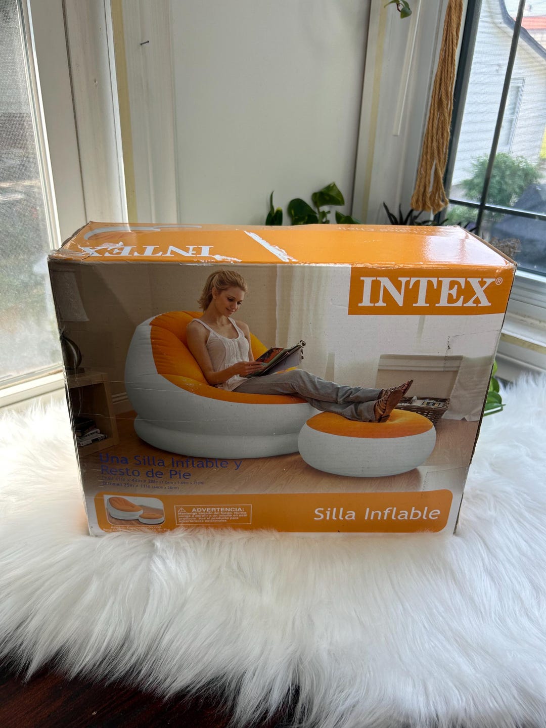 Y2K 90s Vintage Intex Blow up Plastic Cafe Chase Chair White Orange ...