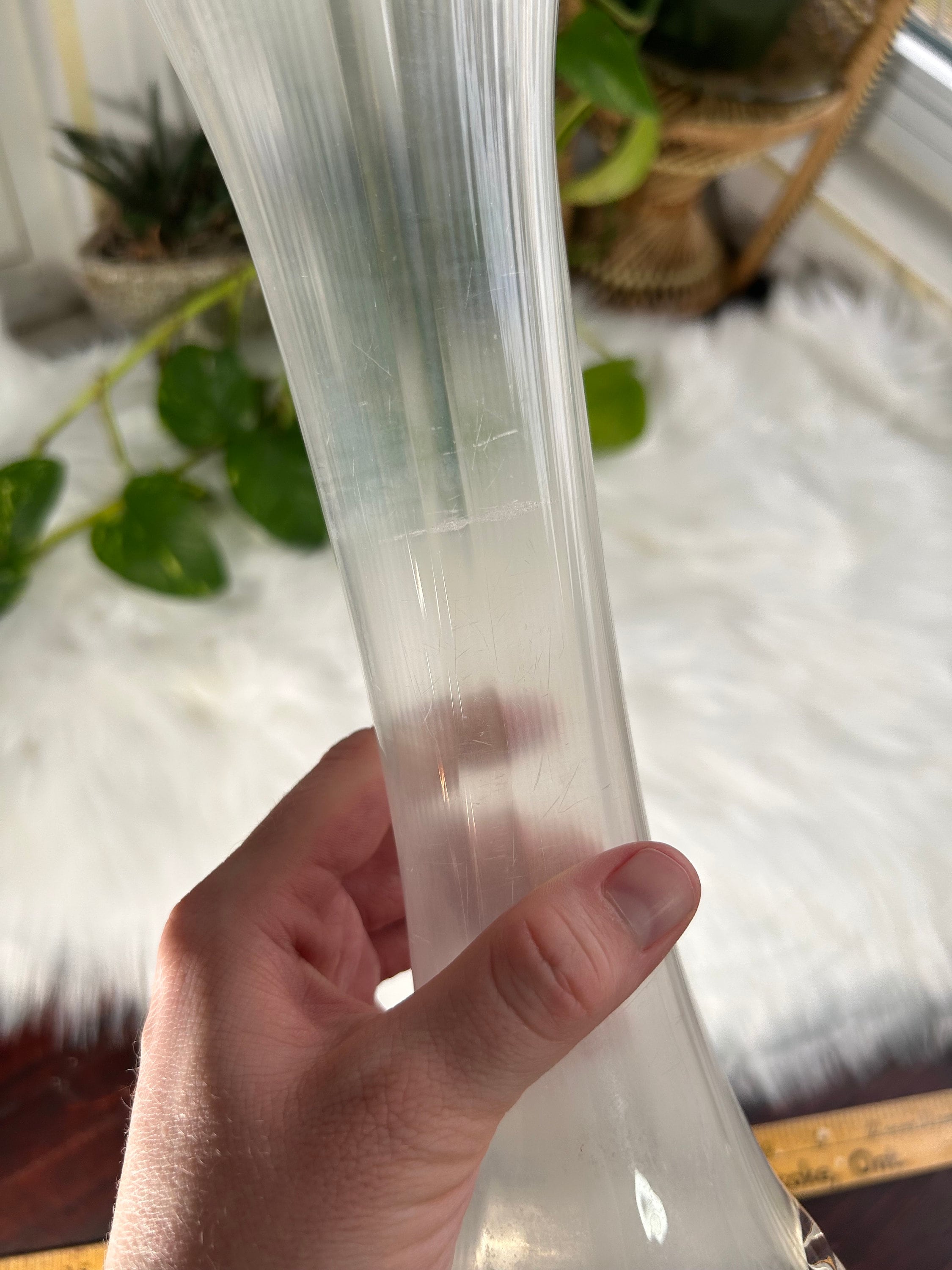 Carnival Glass Iridescent White Swung/ripple/wave Vase Vintage Flowers ...