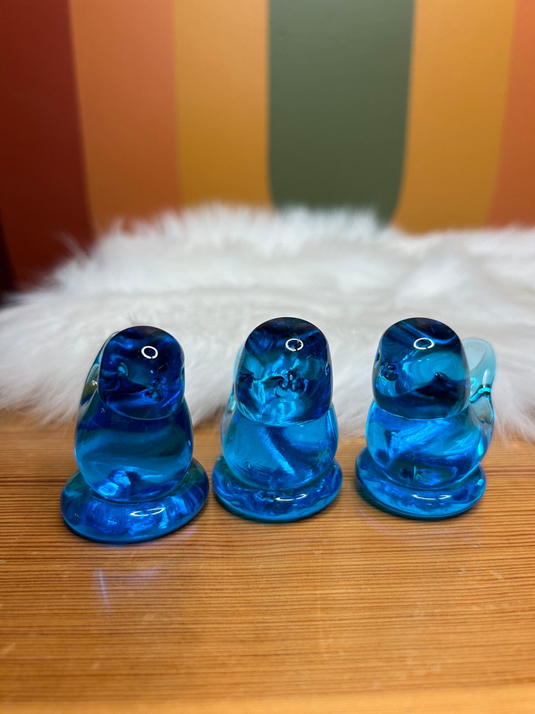 Leo Ward Art Glass Blue Birds of Happiness Set of 3, 1992,1992&1997 ...