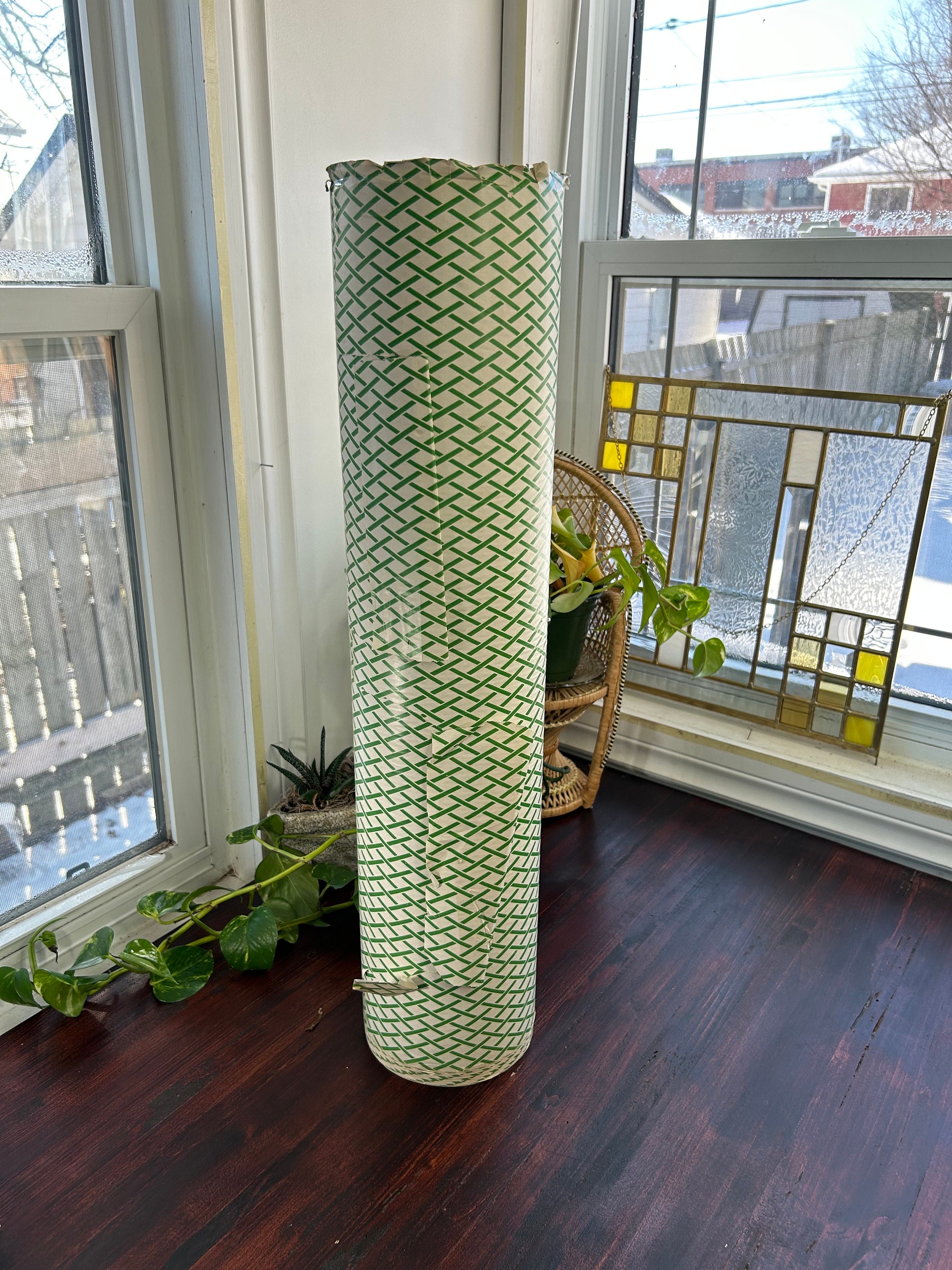 Vintage Department Store Green Wrapping Paper Stripe Christmas Retro ...