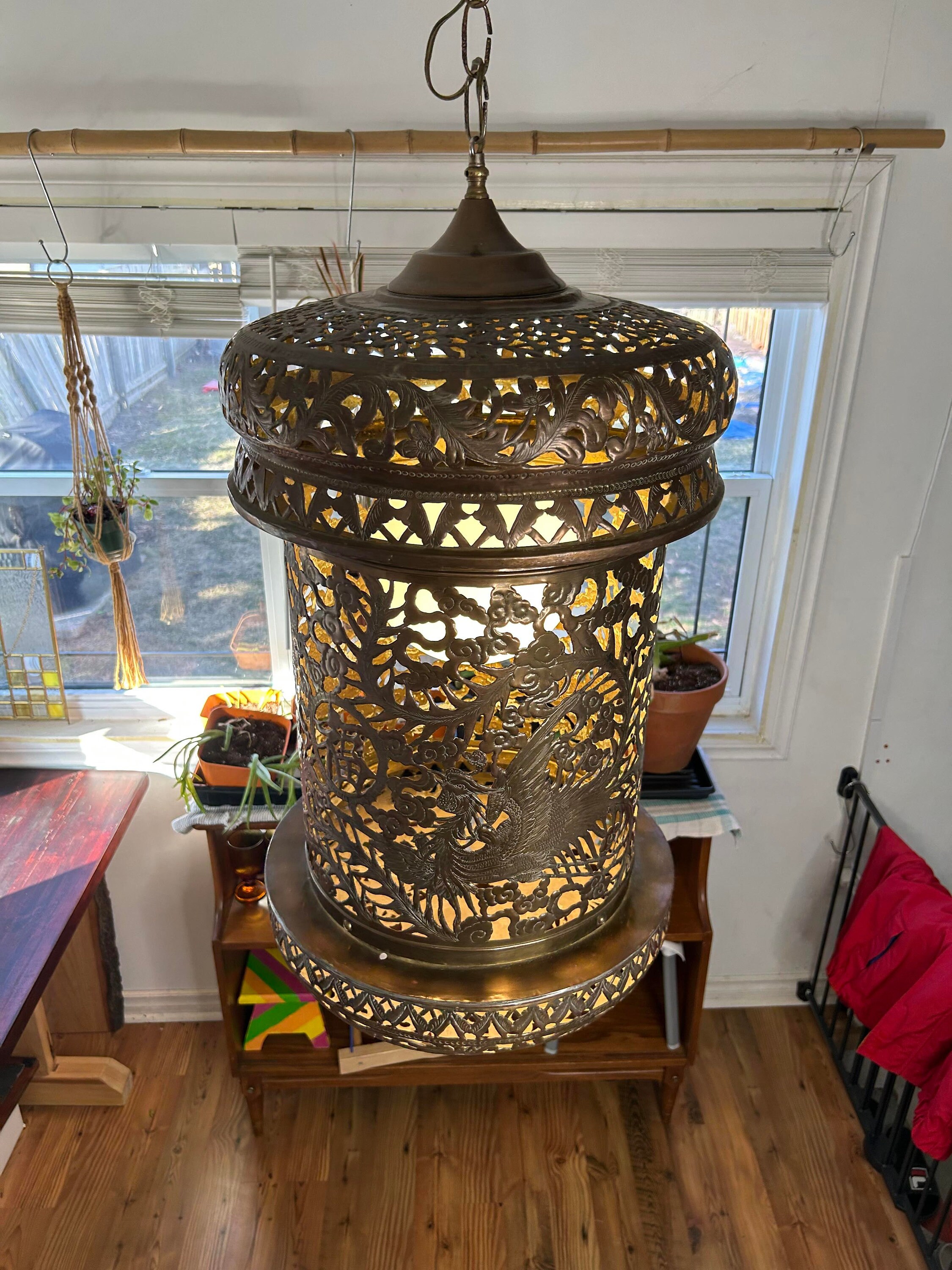 Asian Hanging Lantern Steel Bronze Handmade South Asian Tibetan Monk ...