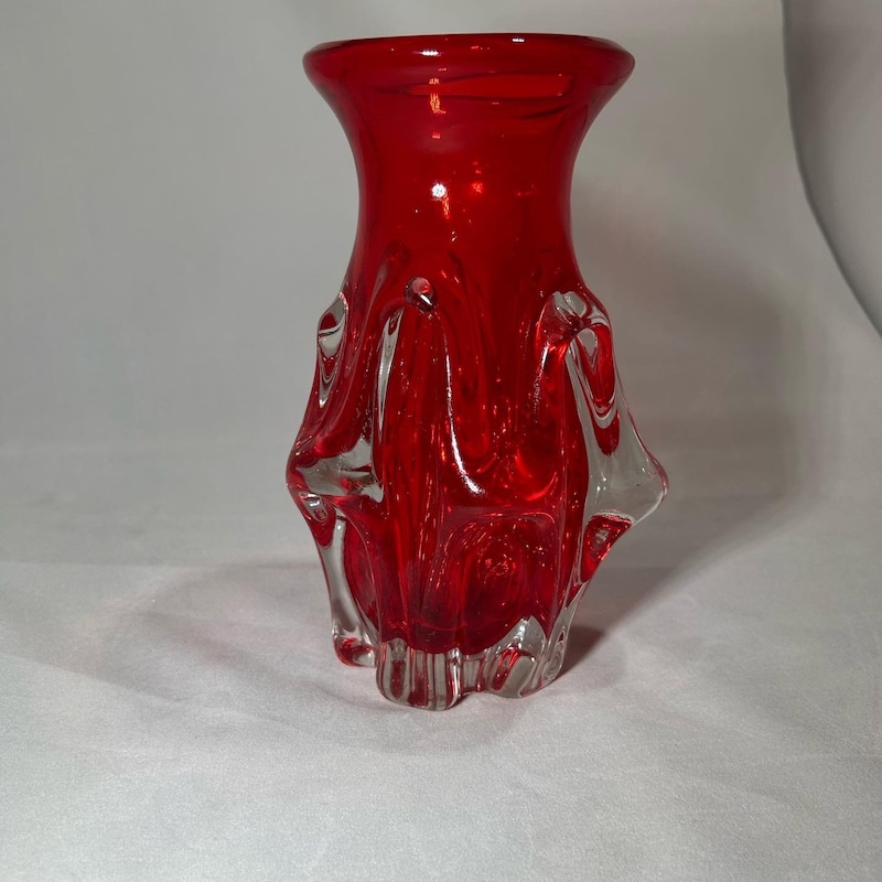 Vintage Red Vase - Etsy