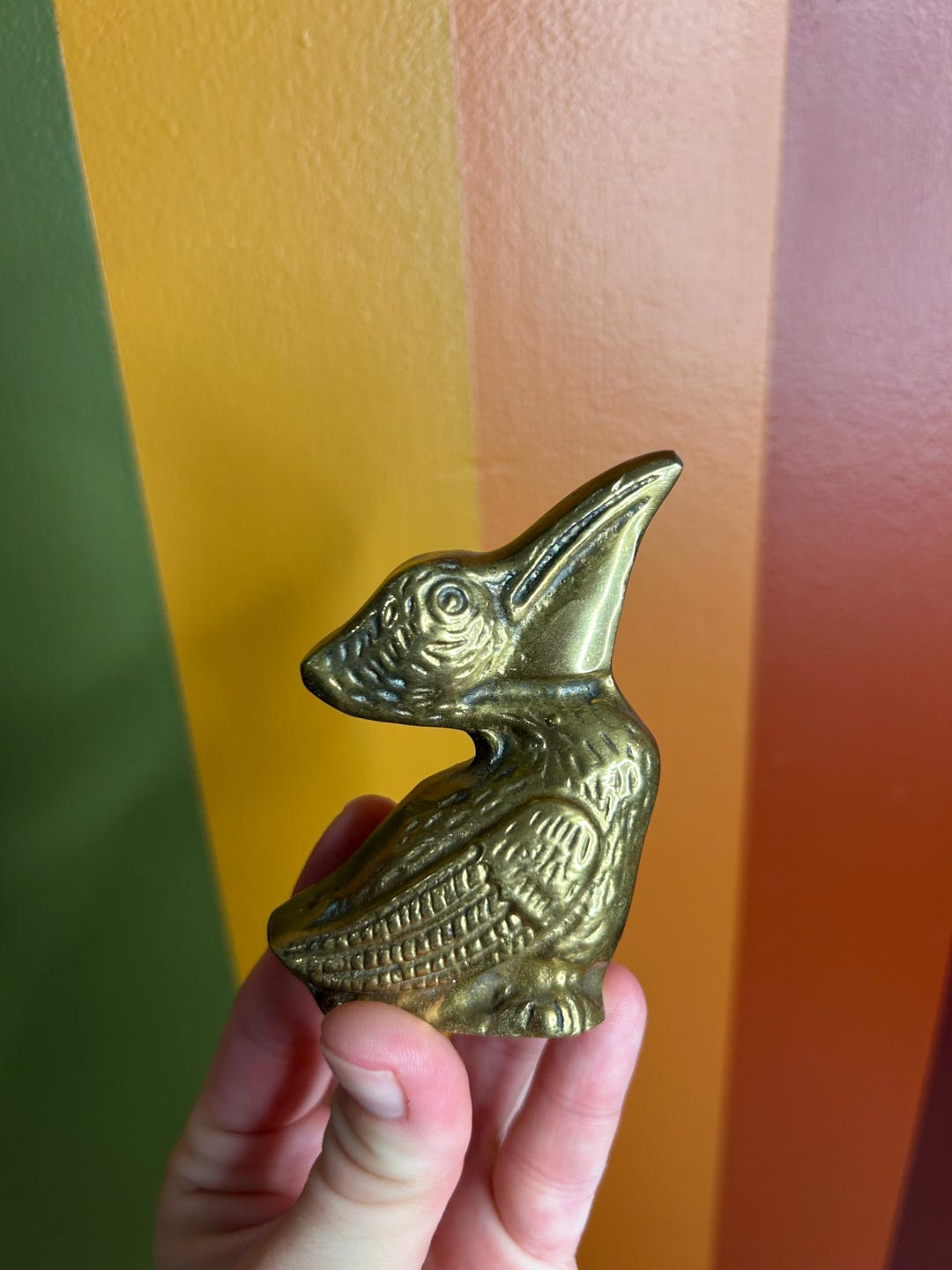 Vintage Solid, Brass, Mini Pelican Patina Bird Figurine Paperweight - Etsy