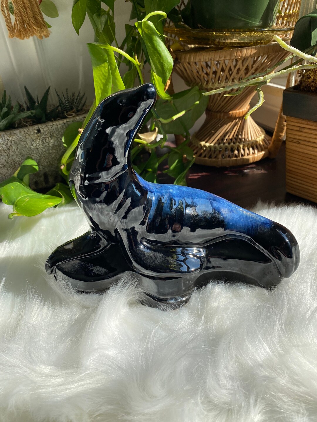 Vintage Blue Mountain Pottery Seal Blue Animal Sea Lion - Etsy
