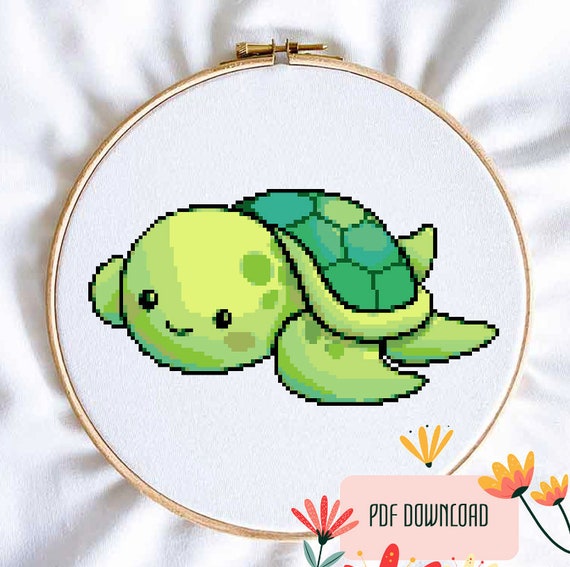 Cute Sea Turtle Cross Stitch PDF Pattern | Etsy