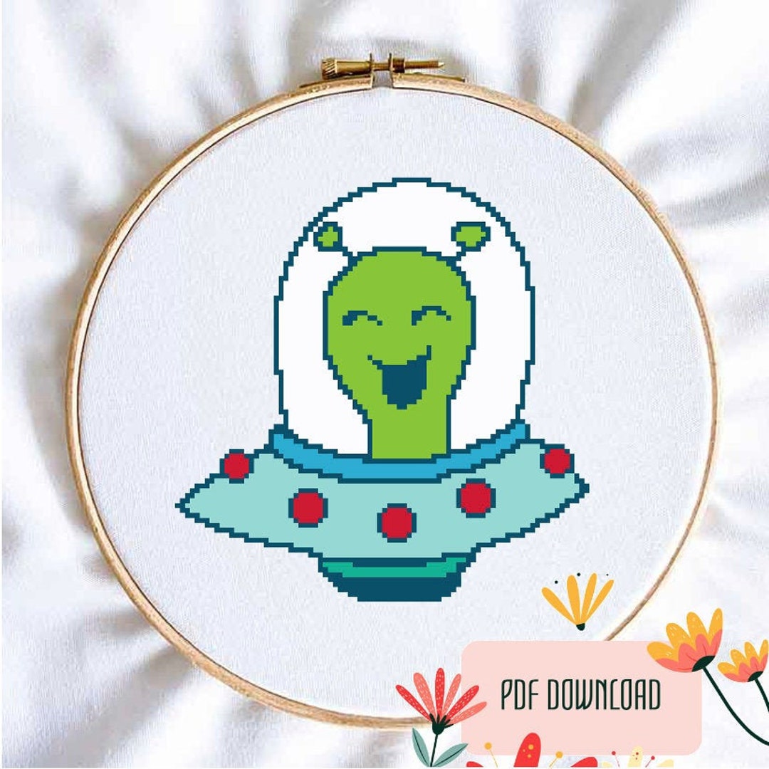Alien in Spaceship Cross Stitch Pattern PDF - Etsy