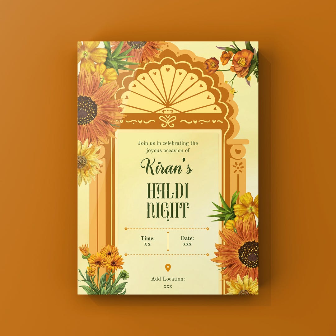 Editable Colourful Haldi Invitation Template | Orange & Yellow Haldi ...