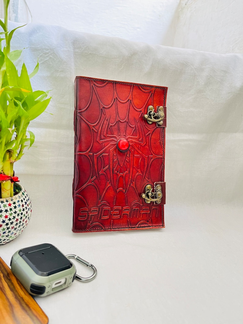 Set of 2 Handmade Leather Spider Man Journal Writing Blank Diary Chef ...