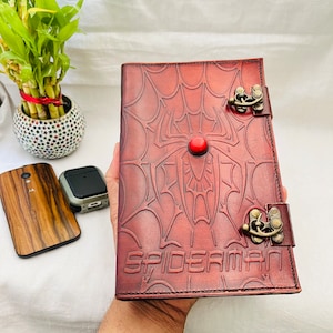 Set of 2 Handmade Leather Spider Man Journal Writing Blank Diary Chef ...