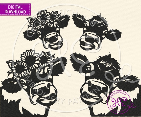Cow Embroidery Design Pattern for Machine Download Heifer | Etsy