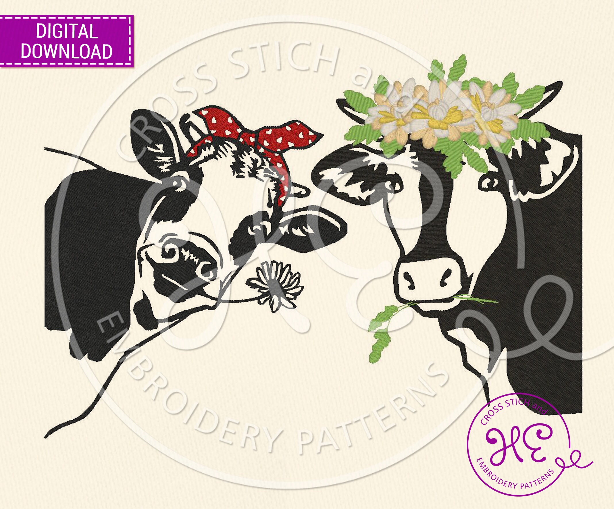 Cow Embroidery Design Pattern for Machine Download Heifer | Etsy