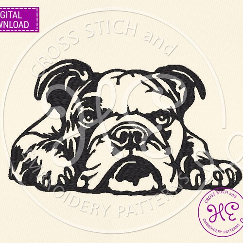 English Bulldog Embroidery Designs Embroidery Pattern for - Etsy
