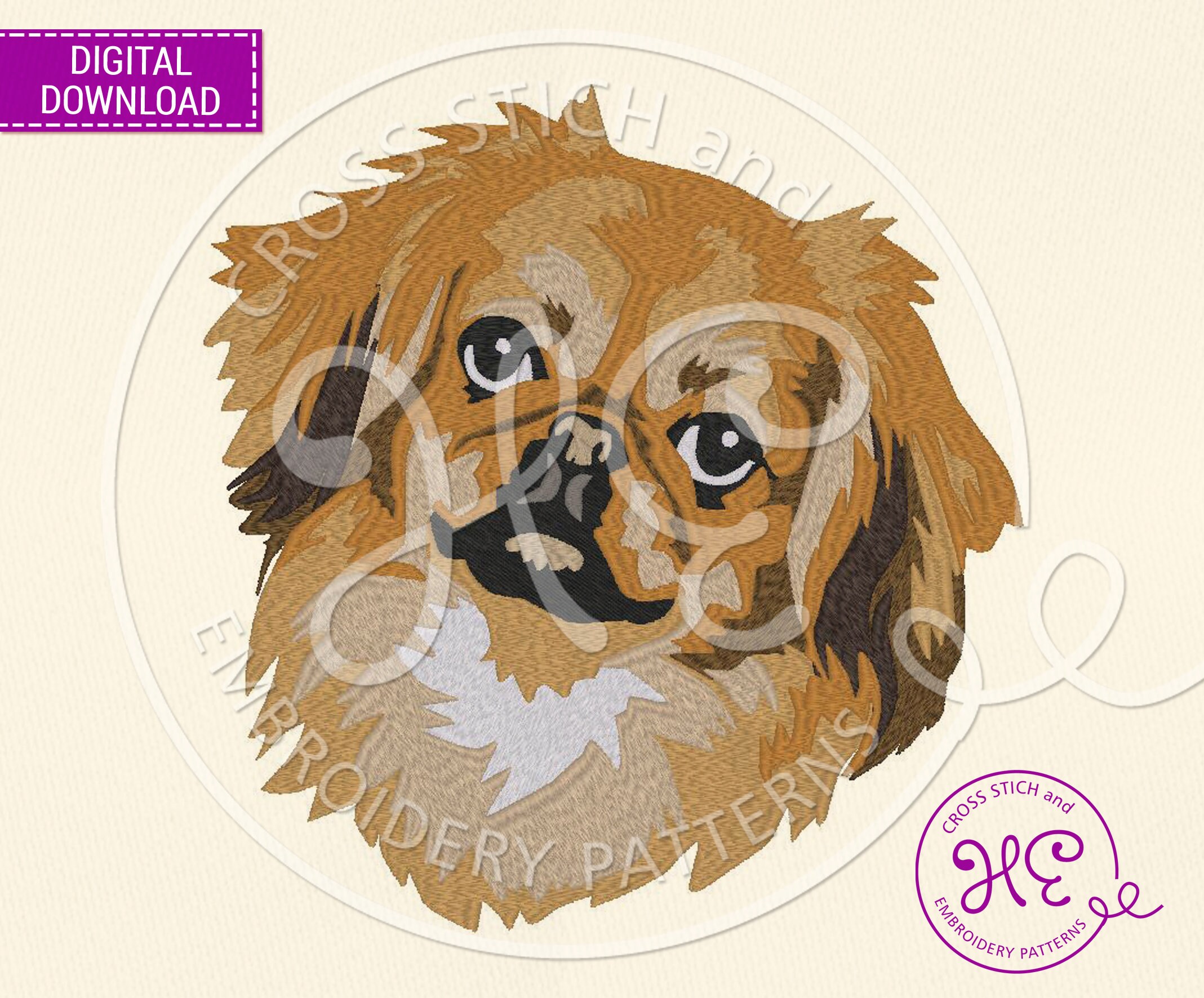 Pekingese Dog Embroidery Design, Machine Embroidery Pattern, Download ...