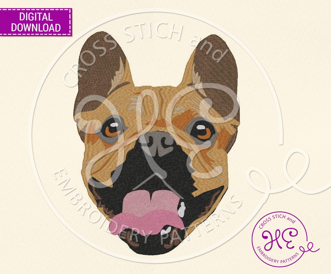 French Bulldog Embroidery Designs Embroidery Pattern for - Etsy