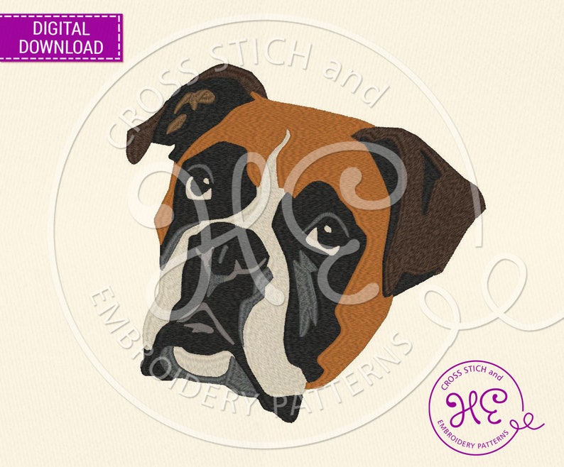Boxer Dog Embroidery Design, Machine Embroidery Pattern, Download, Cute ...