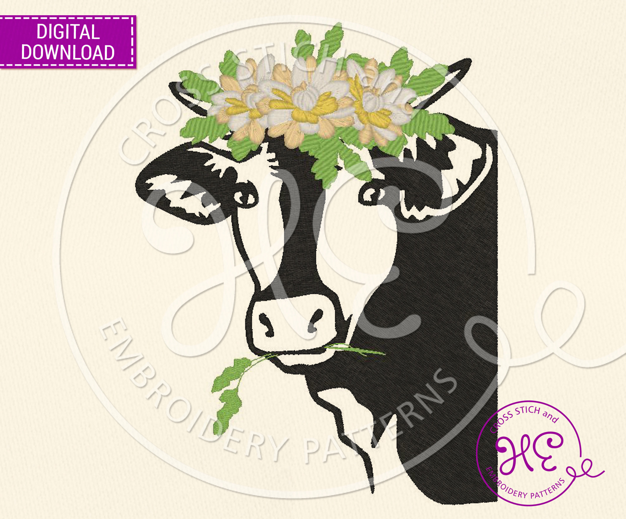 Cow Embroidery Design Pattern for Machine Download Heifer | Etsy