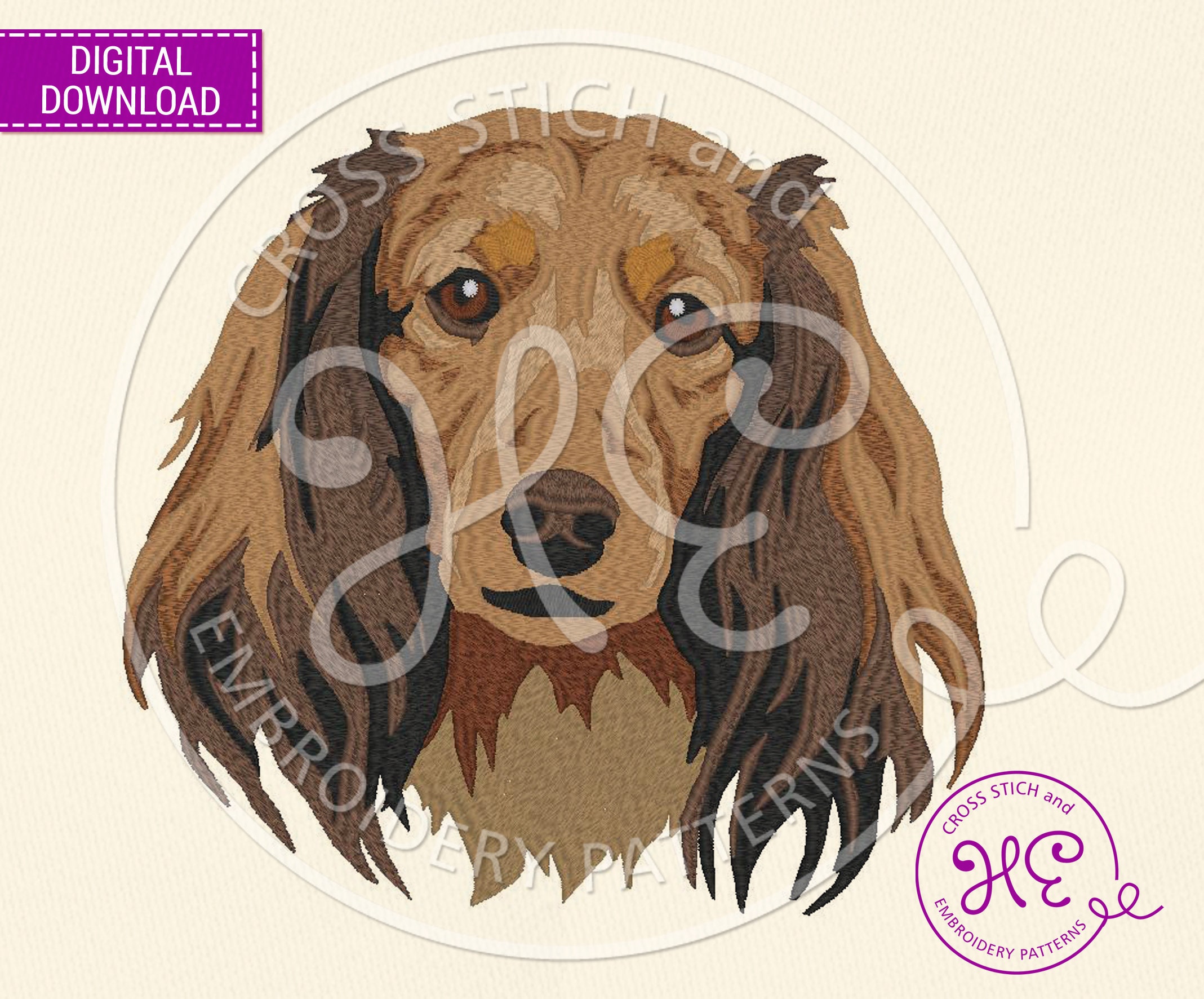 Longhaired Dachshund Dog Embroidery Designs, Machine Embroidery Pattern ...