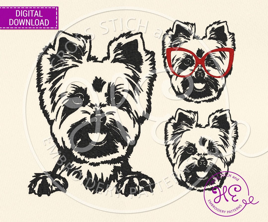 Yorkshire Terrier Dog Embroidery Designs, Embroidery Pattern for ...