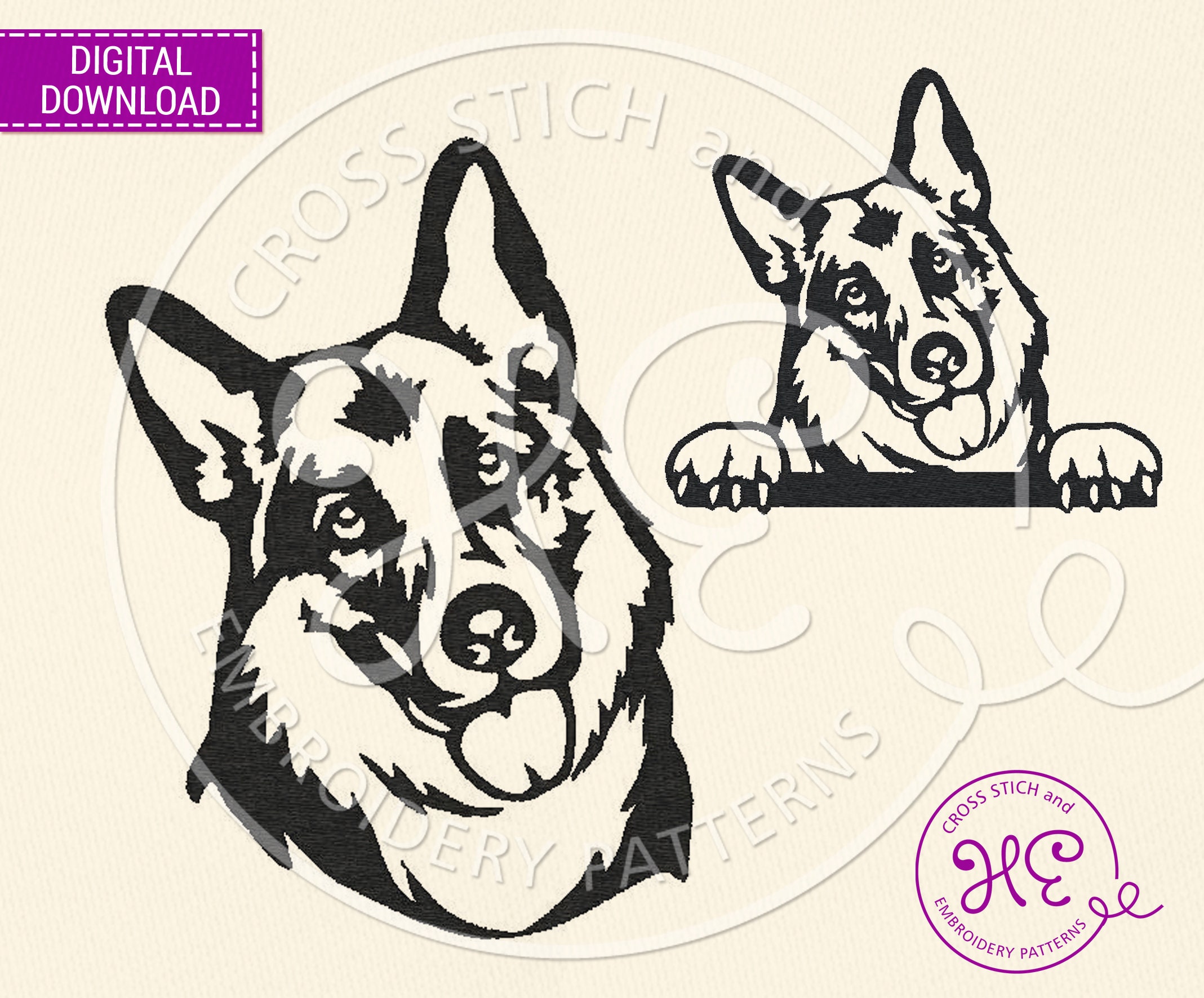 German Shepherd Dog Embroidery Pattern Machine Embroidery | Etsy