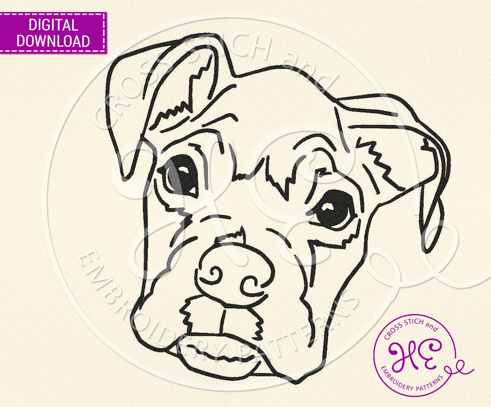 Boxer Dog Outline Sketch Embroidery Designs Embroidery - Etsy