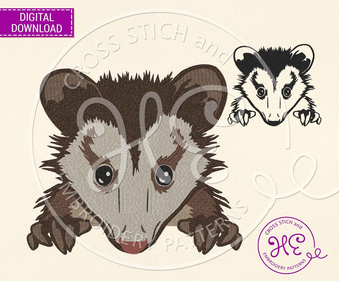 Opossum Embroidery Designs Pattern for Machine Download - Etsy