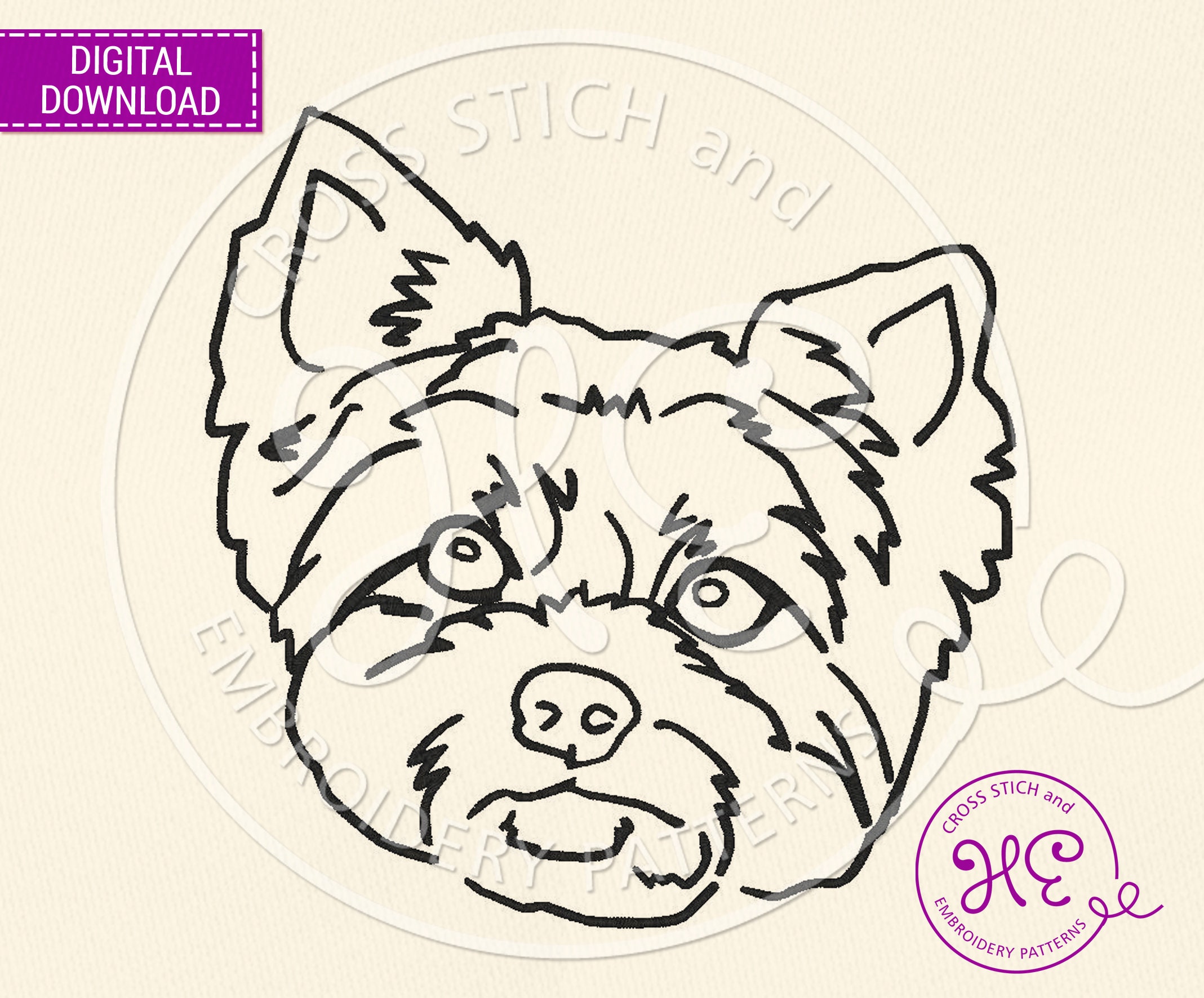 Yorkshire Terrier Dog Outline Sketch Embroidery Designs, Embroidery ...