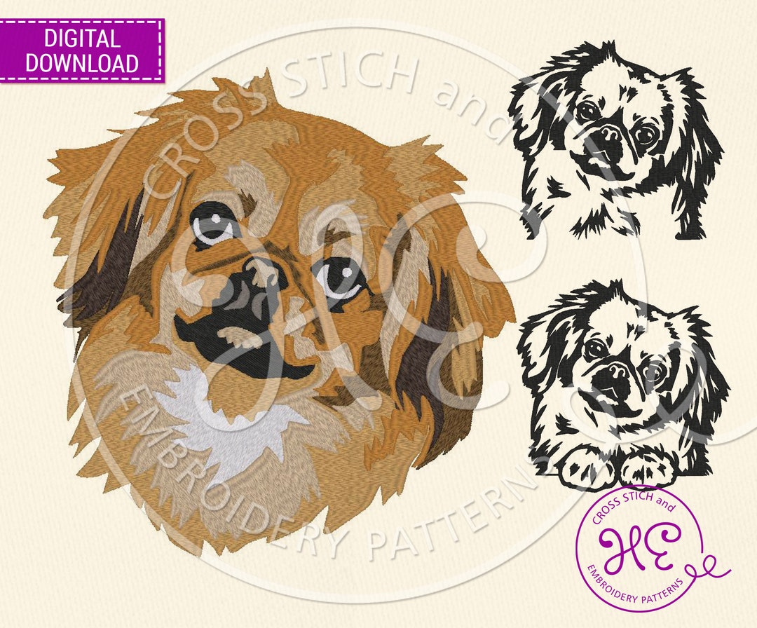 Pekingese Dog Embroidery Design, Machine Embroidery Pattern, Download ...
