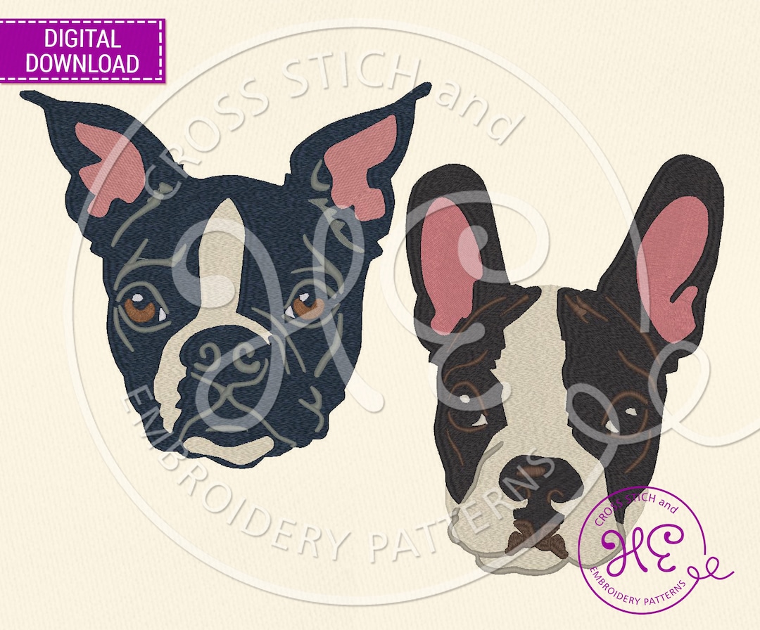 Boston Terrier Embroidery Design, Embroidery Pattern for Machine ...