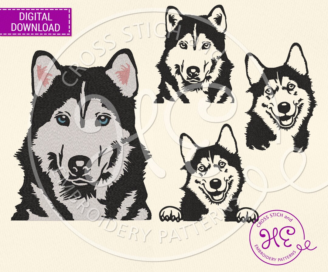 Siberian Husky Dog Embroidery Designs, Machine Embroidery Pattern ...
