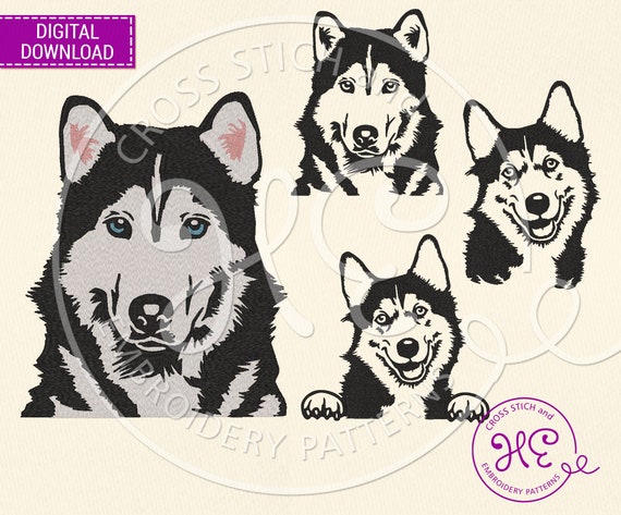 Siberian Husky Dog Embroidery Designs Machine Embroidery - Etsy