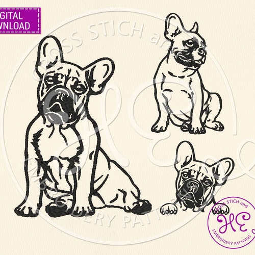 French Bulldog Embroidery Designs Embroidery Pattern for - Etsy