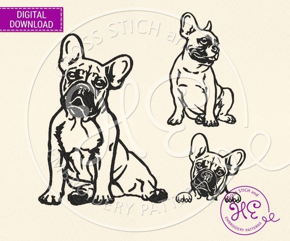 French Bulldog Embroidery Designs for Machine Dog Embroidery | Etsy