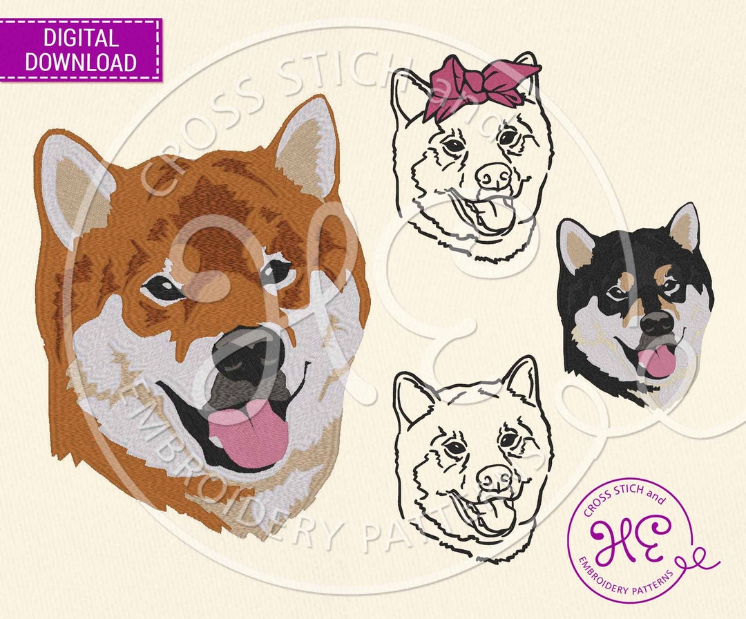 Shiba Inu Dog Embroidery Design, Pattern for Machine, Download, Akita ...
