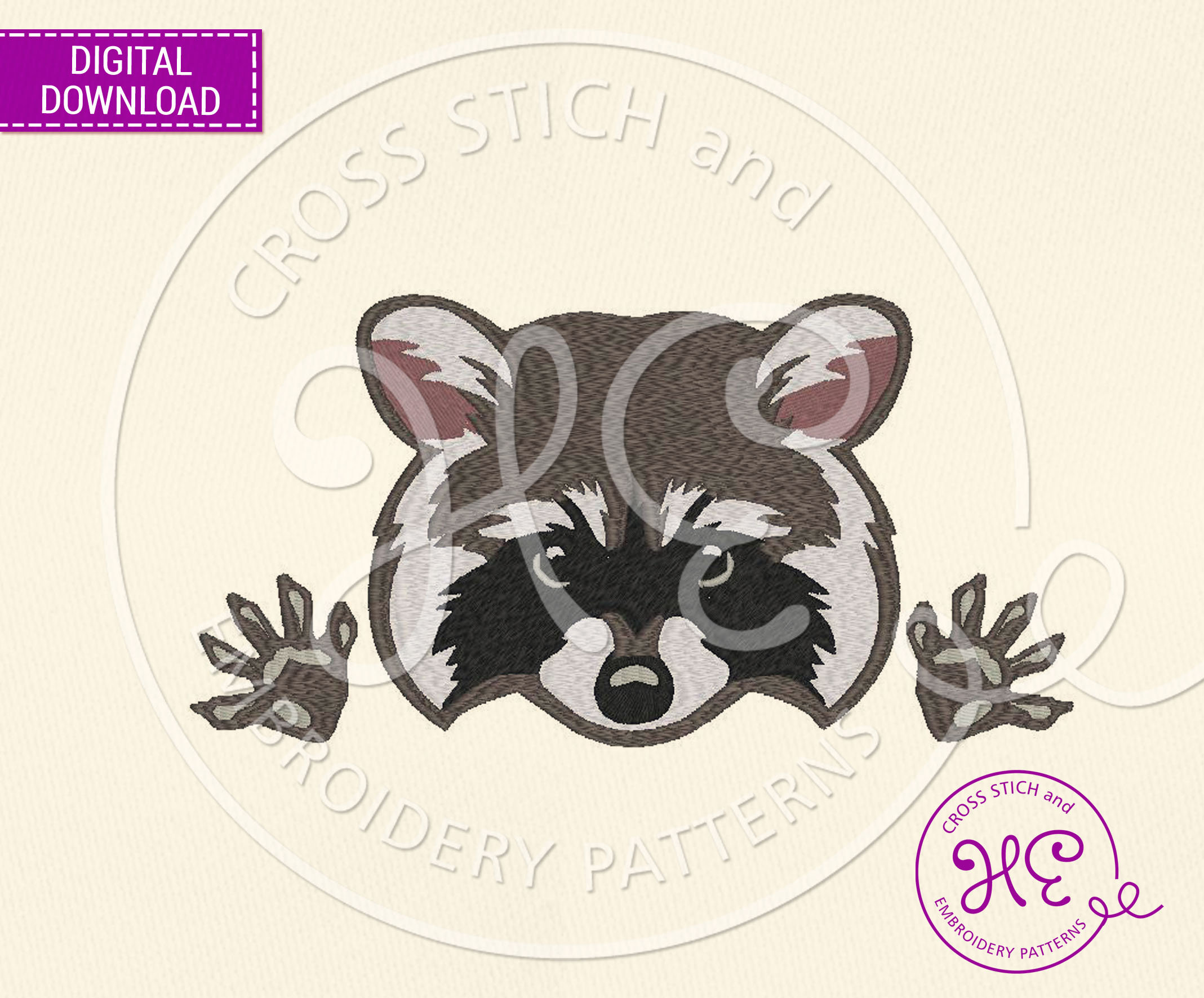 Raccoon Embroidery Design Machine Embroidery Pattern - Etsy