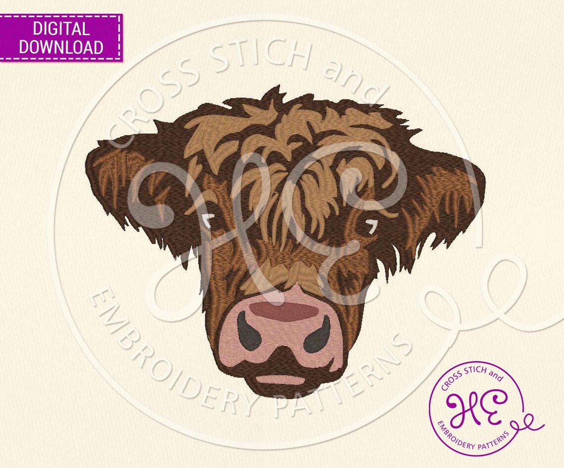 Highland Cow Embroidery Design, Pattern for Machine, Download ...
