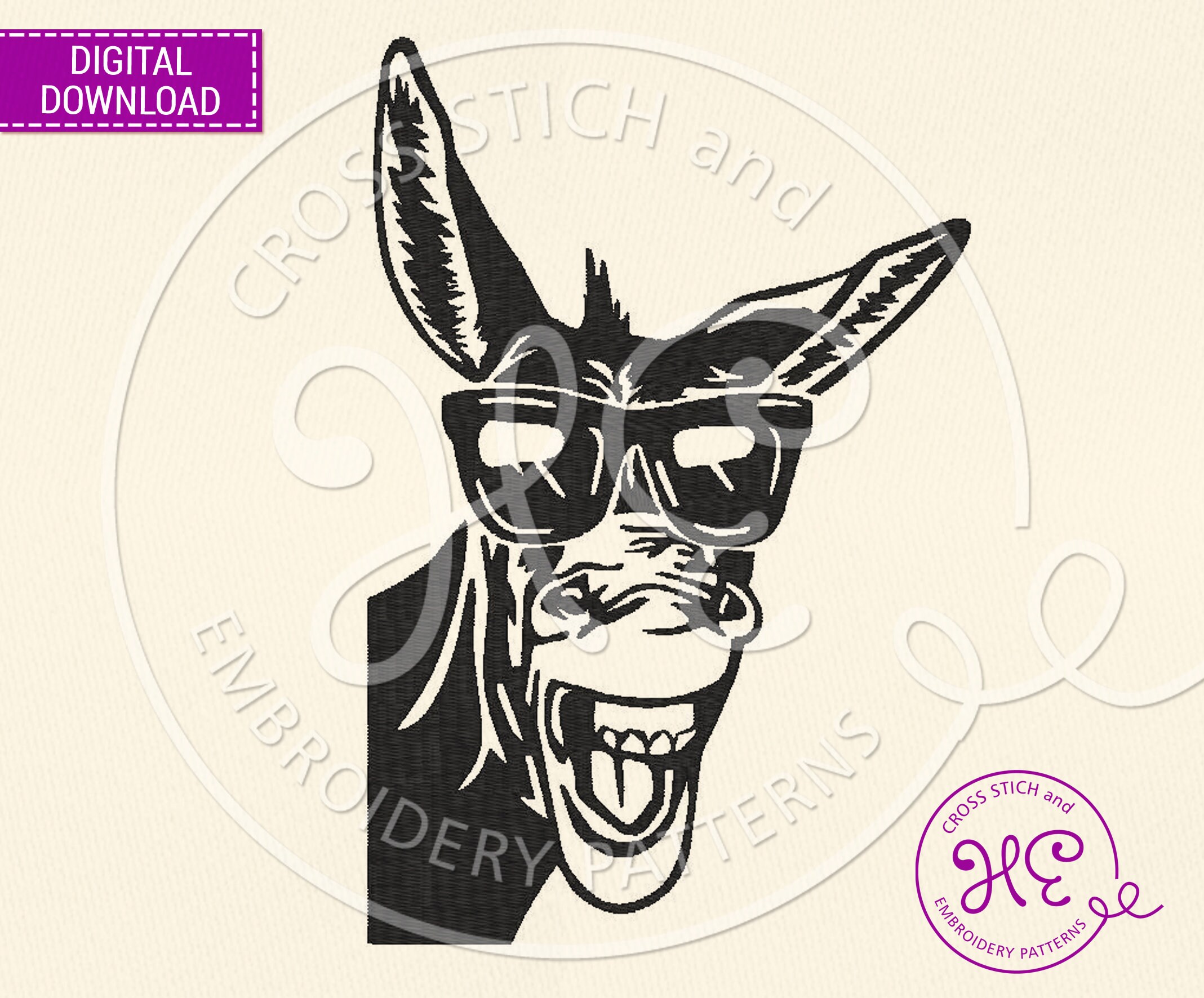 Esel Bandana Brille Stickmuster, Stickerei Muster für Maschine, Ukraine ...
