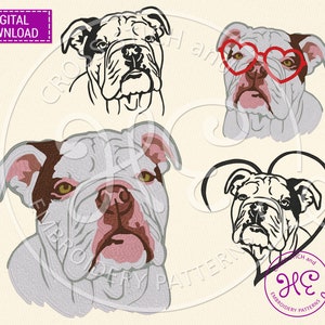 English Bulldog Embroidery Design, Embroidery Pattern for Machine, Cute ...