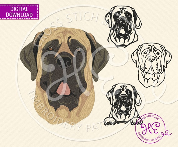 English Mastiff Dog Embroidery Designs Machine Embroidery - Etsy