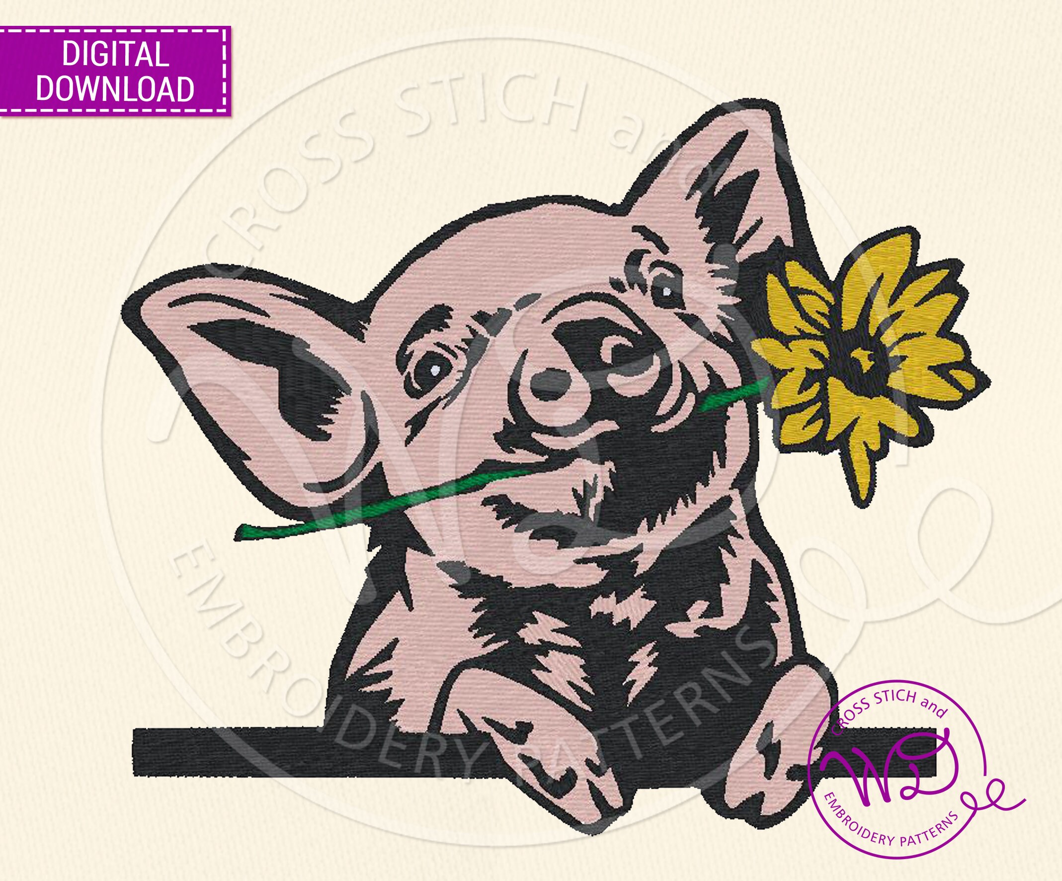 Pig Embroidery Designs for Machine, Embroidery Pattern, Download ...