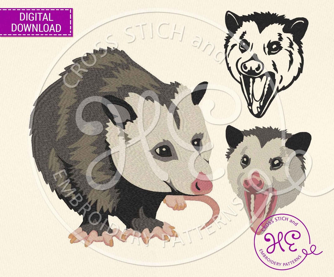 Opossum Embroidery Design, Pattern for Machine, Download, Cute Pet ...