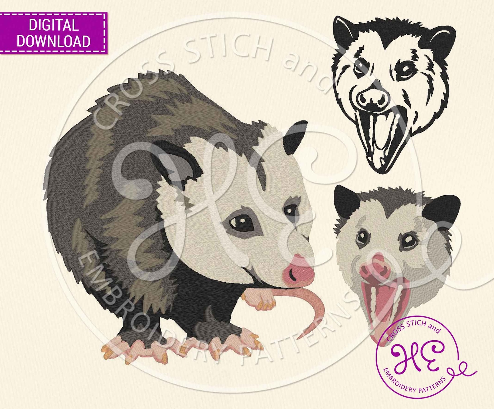 Opossum Embroidery Design Pattern for Machine Download Cute - Etsy