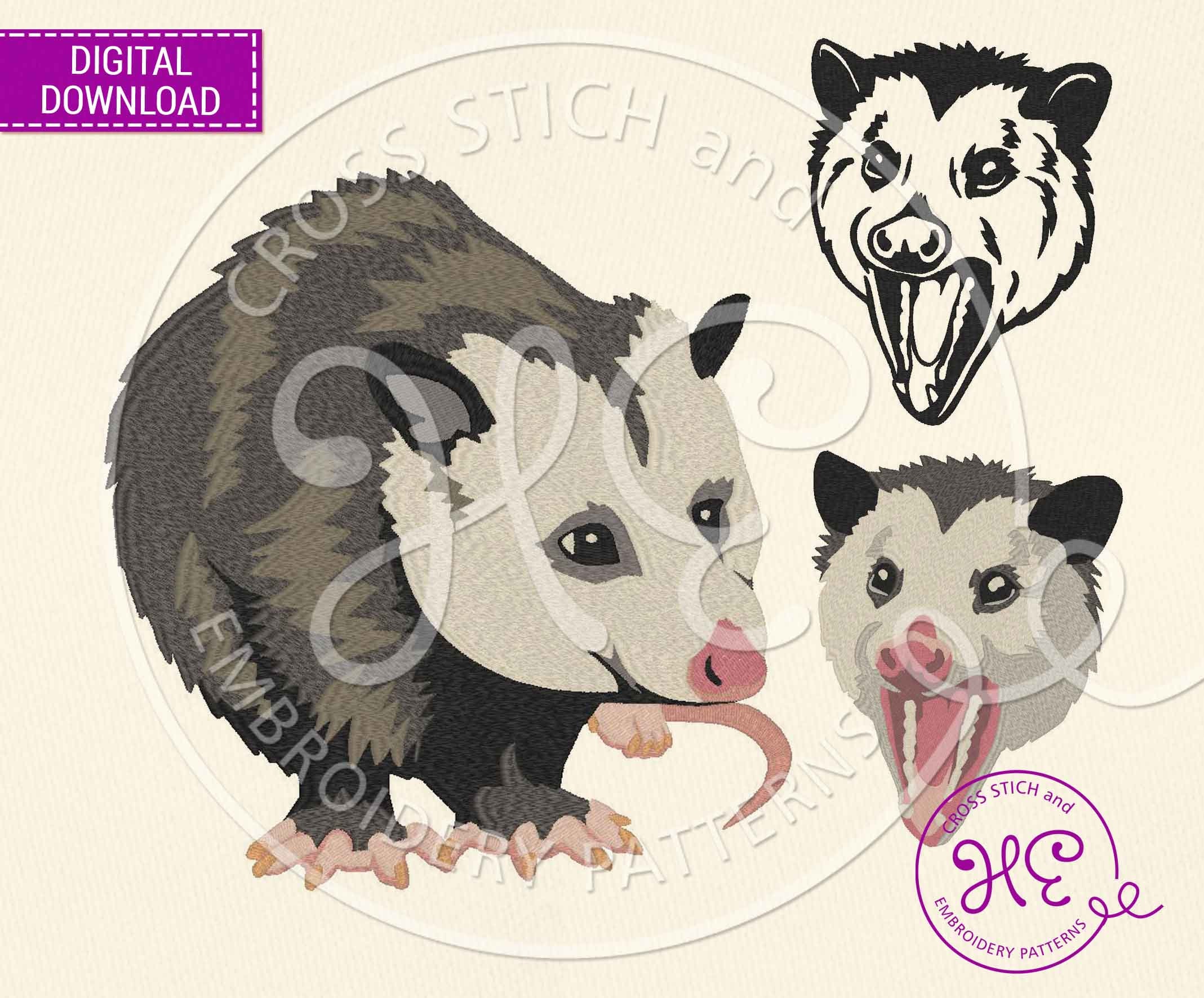 Opossum Embroidery Design, Pattern for Machine, Download, Cute Pet ...