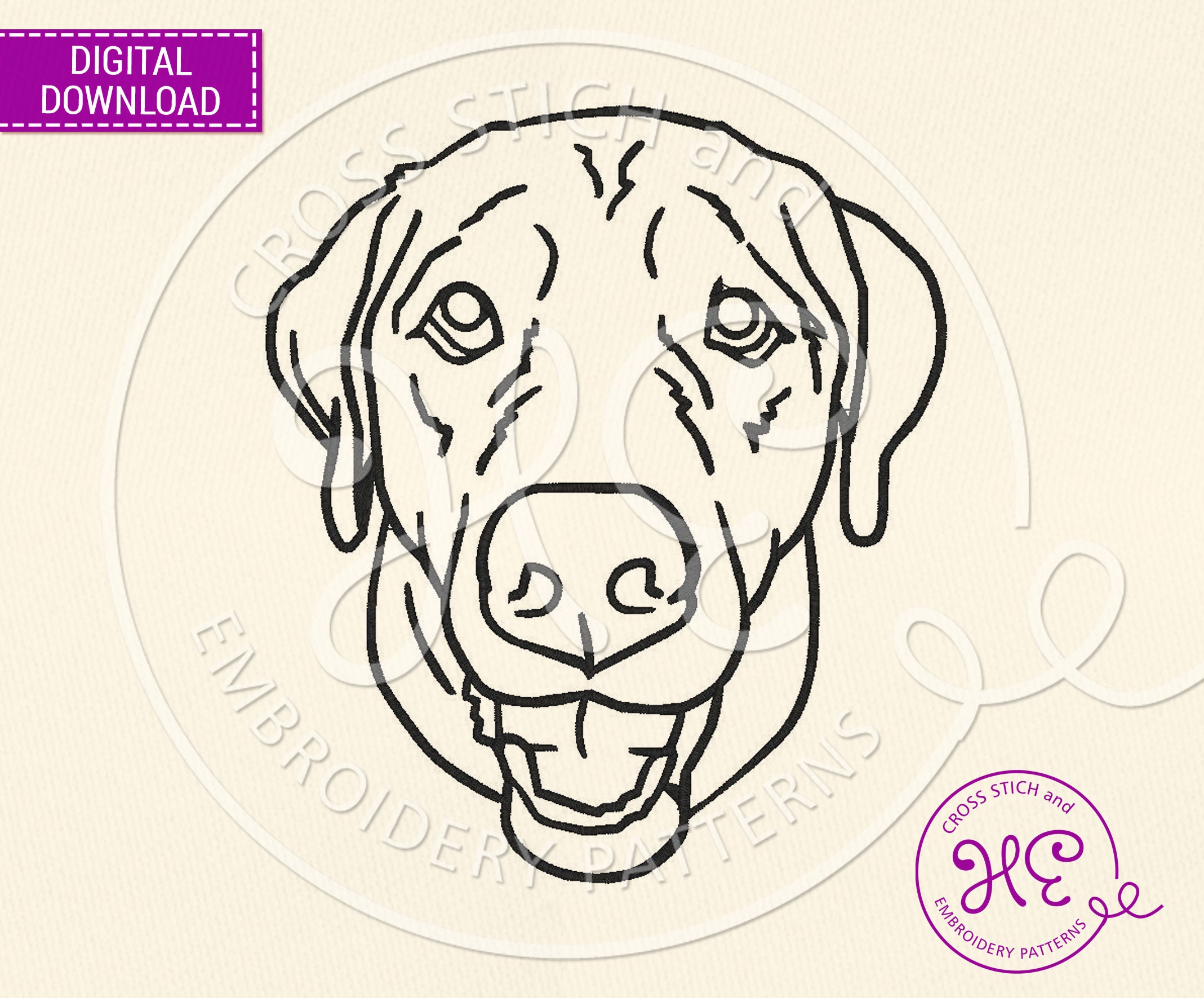Labrador Dog Outline Embroidery Designs Embroidery Pattern | Etsy