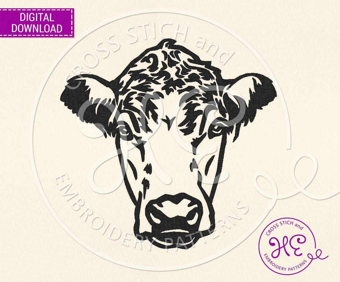Cow Head Embroidery Design Pattern for Machine Download - Etsy