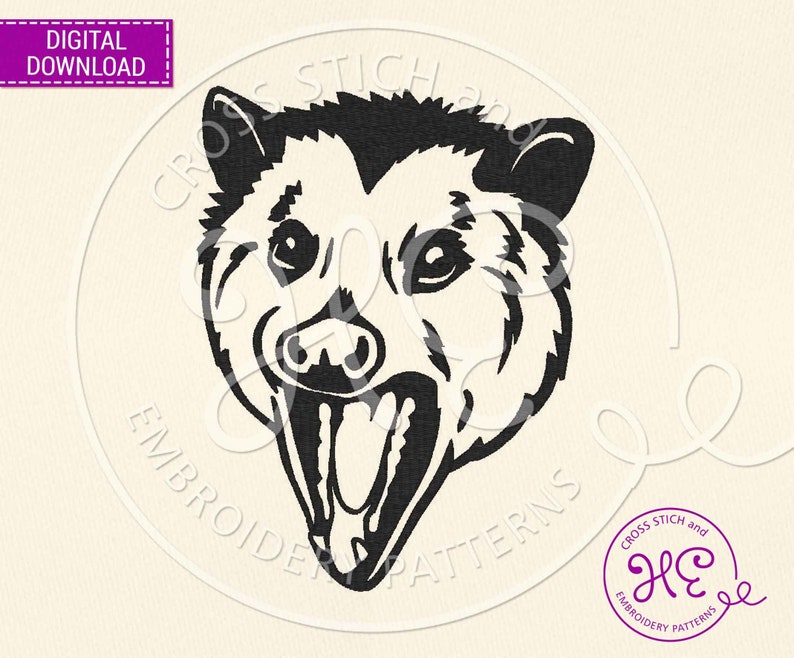 Opossum Embroidery Design, Pattern for Machine, Download, Cute Pet ...