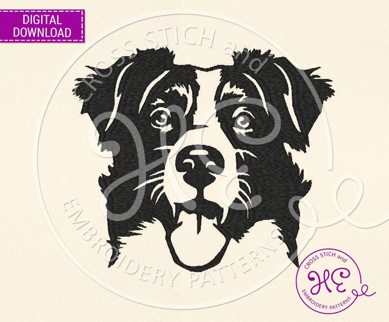 Border Collie Dog Embroidery Designs Embroidery Pattern | Etsy