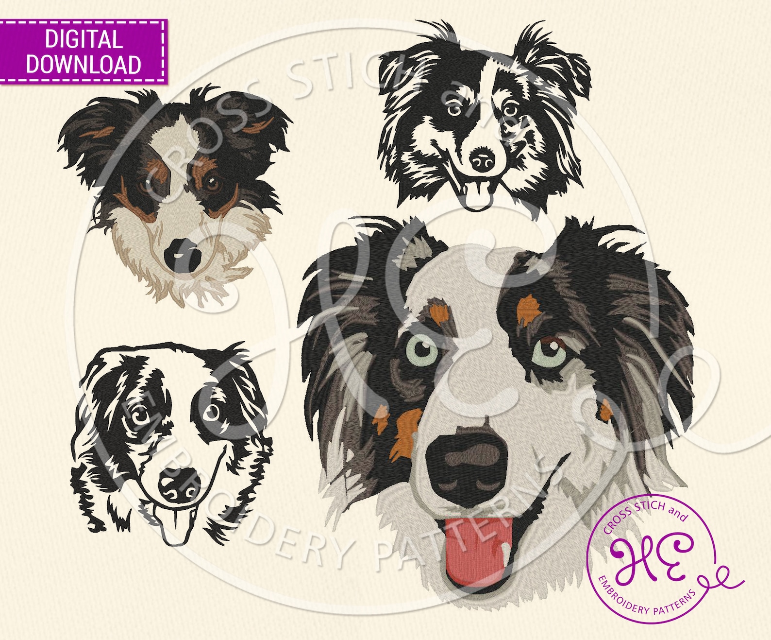 Australian Shepherd Embroidery Design, Machine Embroidery Pattern ...
