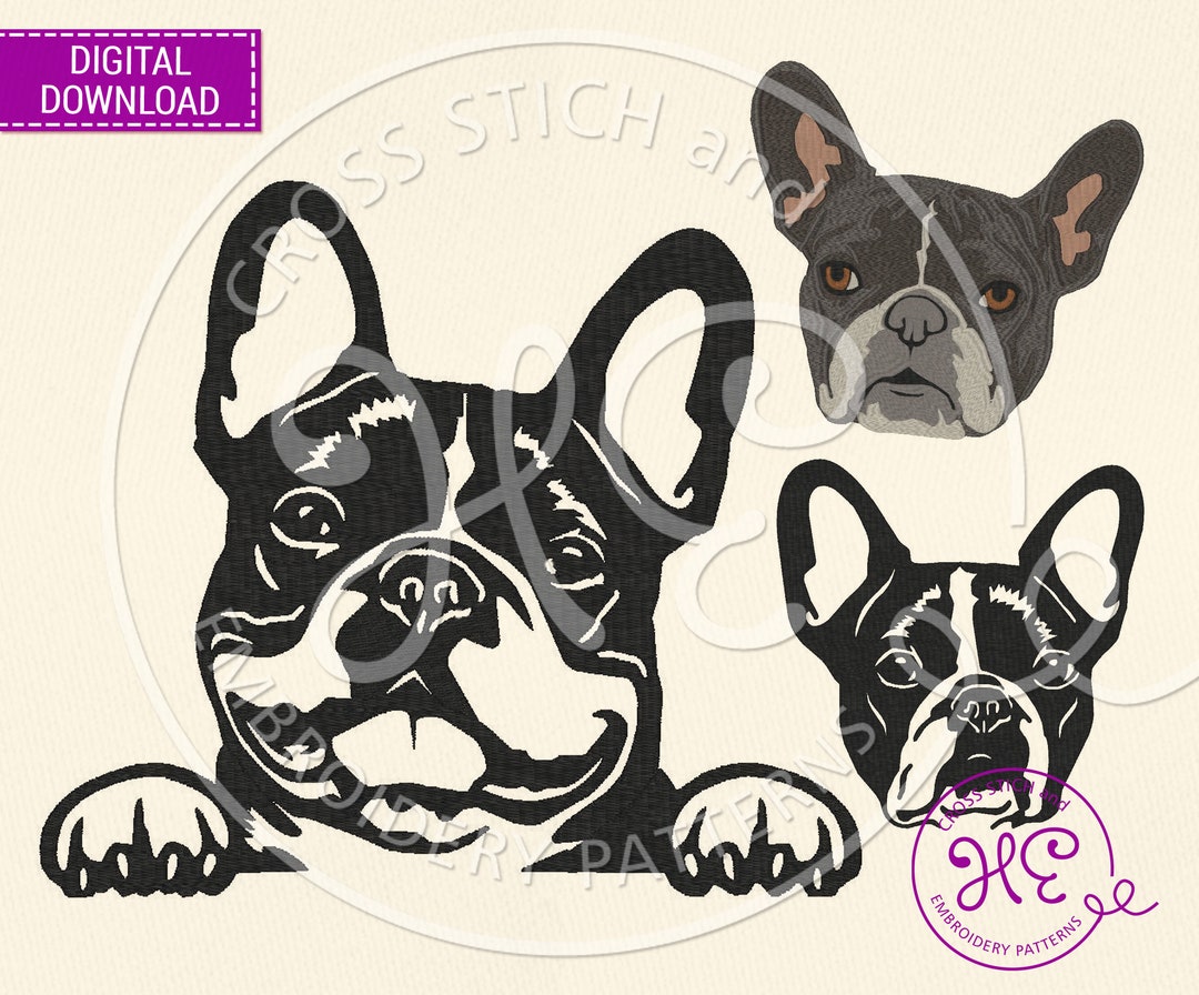 French Bulldog Embroidery Designs, Embroidery Pattern for Machine ...
