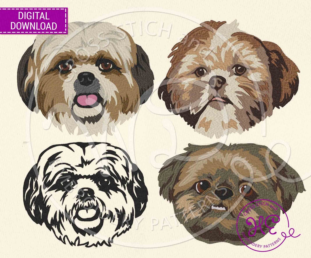 Shih Tzu Embroidery Designs, Machine Embroidery Pattern, Download, Cute ...